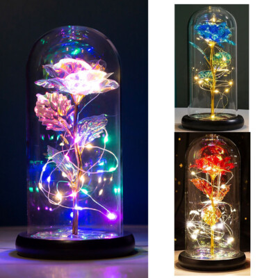 Rose Crystal Flower Dome Rose LED Light Up Rose Christmas Gifts for Mom ...
