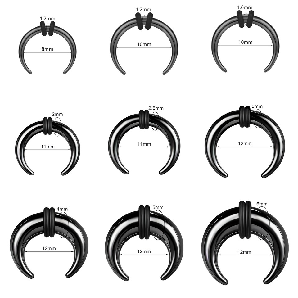 2G-12G Buffalo Septum Pincher Tapers Stainless Steel Septum Rings Ear ...