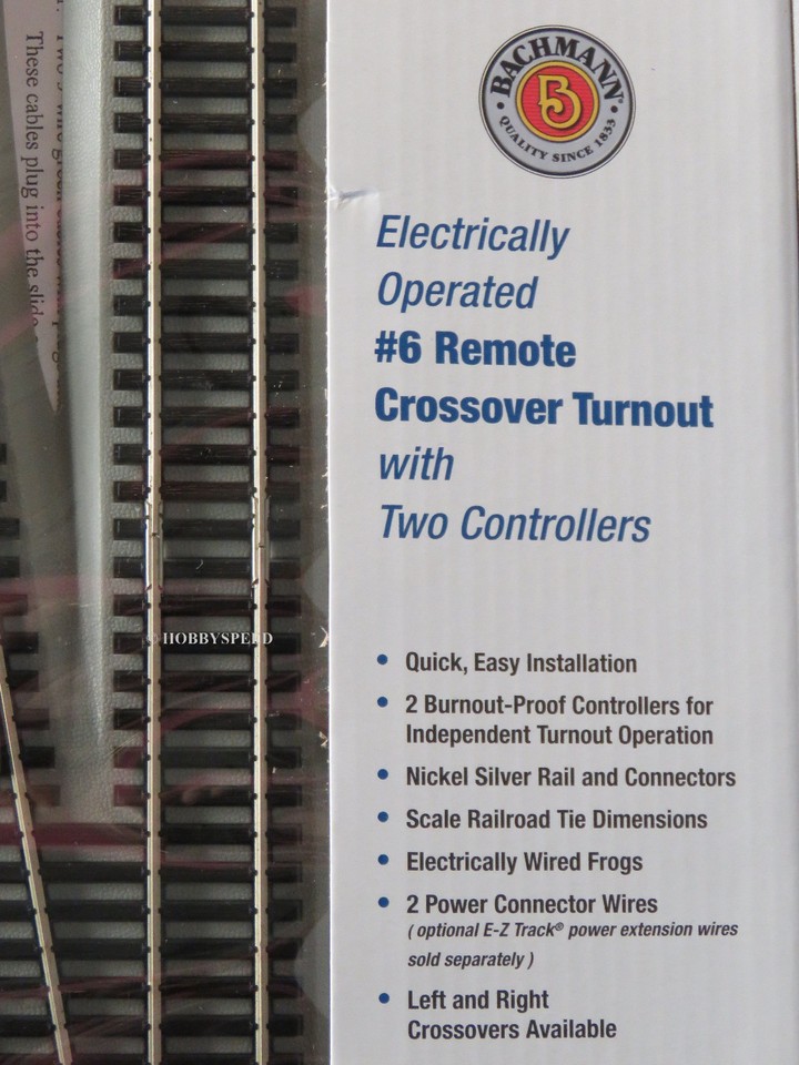 BACHMANN 44575 E-Z TRACK HO #6 LH CROSSOVER SWITCH/2 CONTROLLER turnout ...