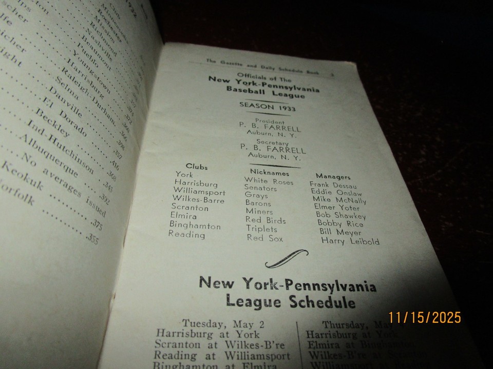1933 Baseball Schedule Booklet Fair condition Major and Minor League | eBay