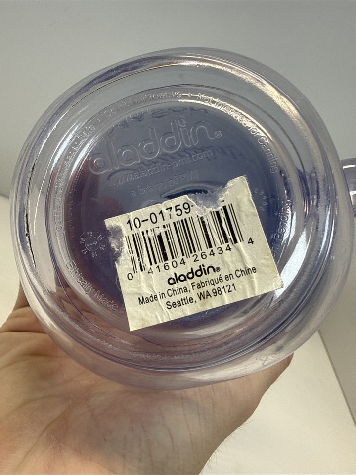 Aladdin Plastic Mason Jar Blue Travel Mug Straw Lid Tumbler Insulated ...