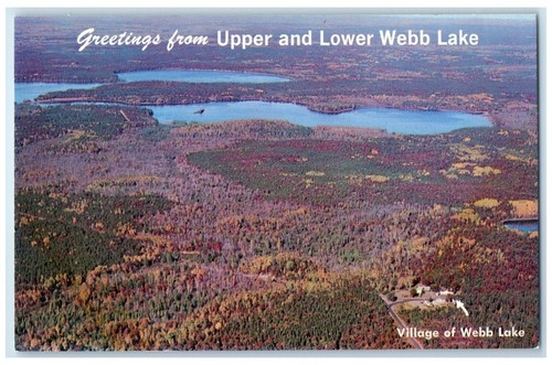 c1960 Greetings From Upper Lower Village Beaches Webb Lake Wisconsin WI ...