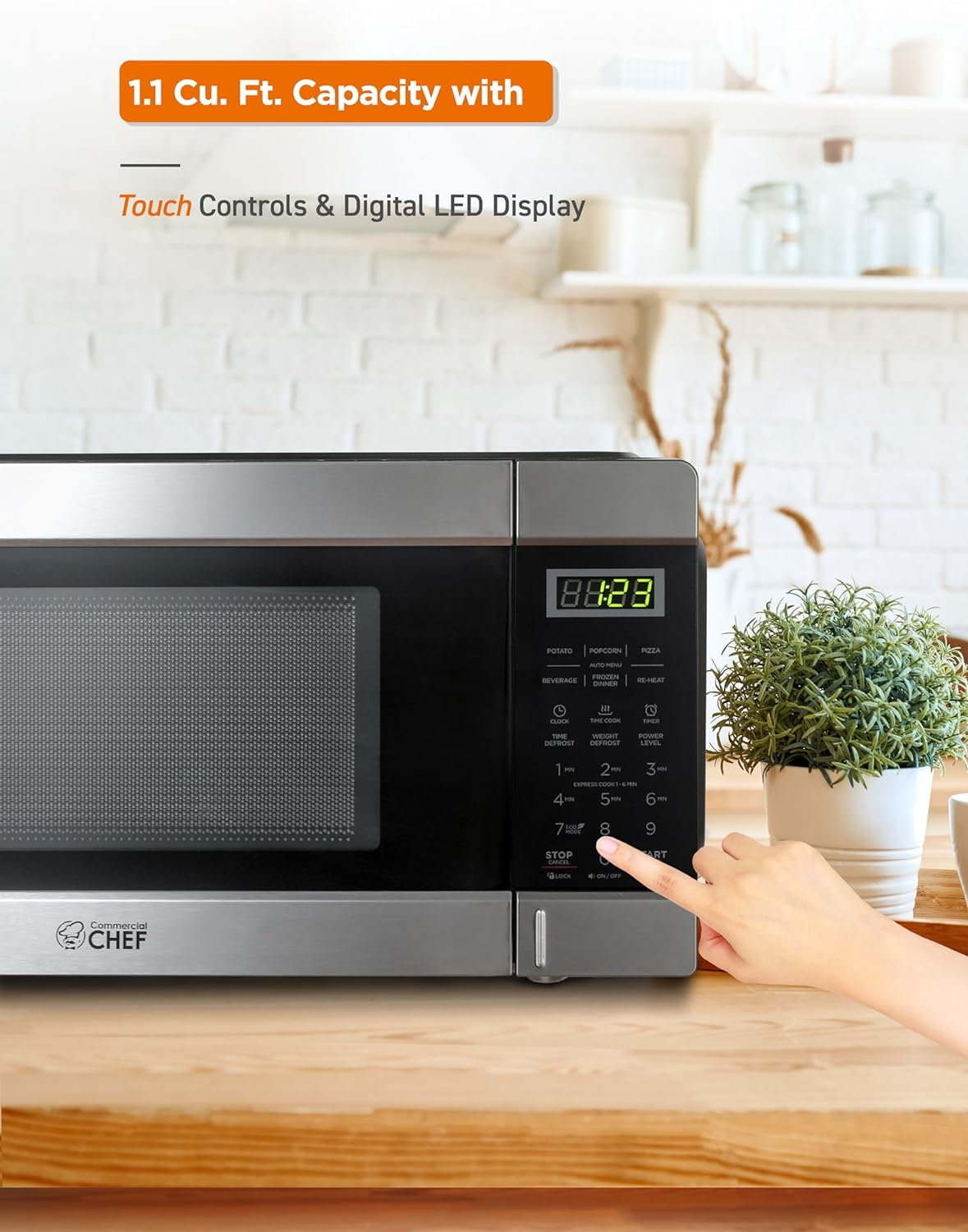 1.1 Cu Ft Microwave with 10 Power Levels, Small Microwave with Push ...