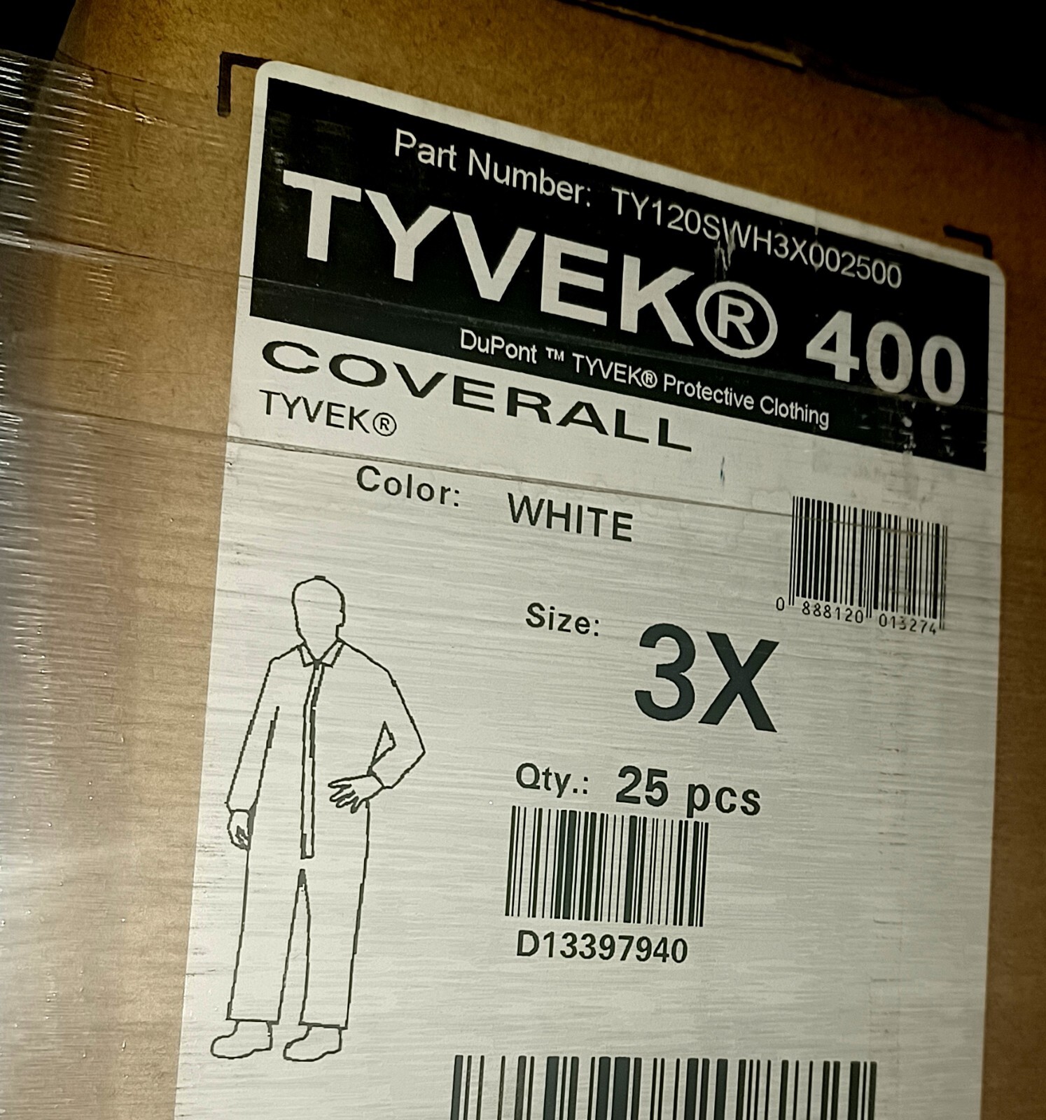 NEW Size 3X DuPont Tyvek 400 Protective Hazmat Coverall Suit - 25 PCS ...