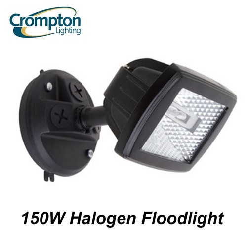 Black 150W Outdoor Security Floodlight Tilt Adjustable IP44 Crompton ...