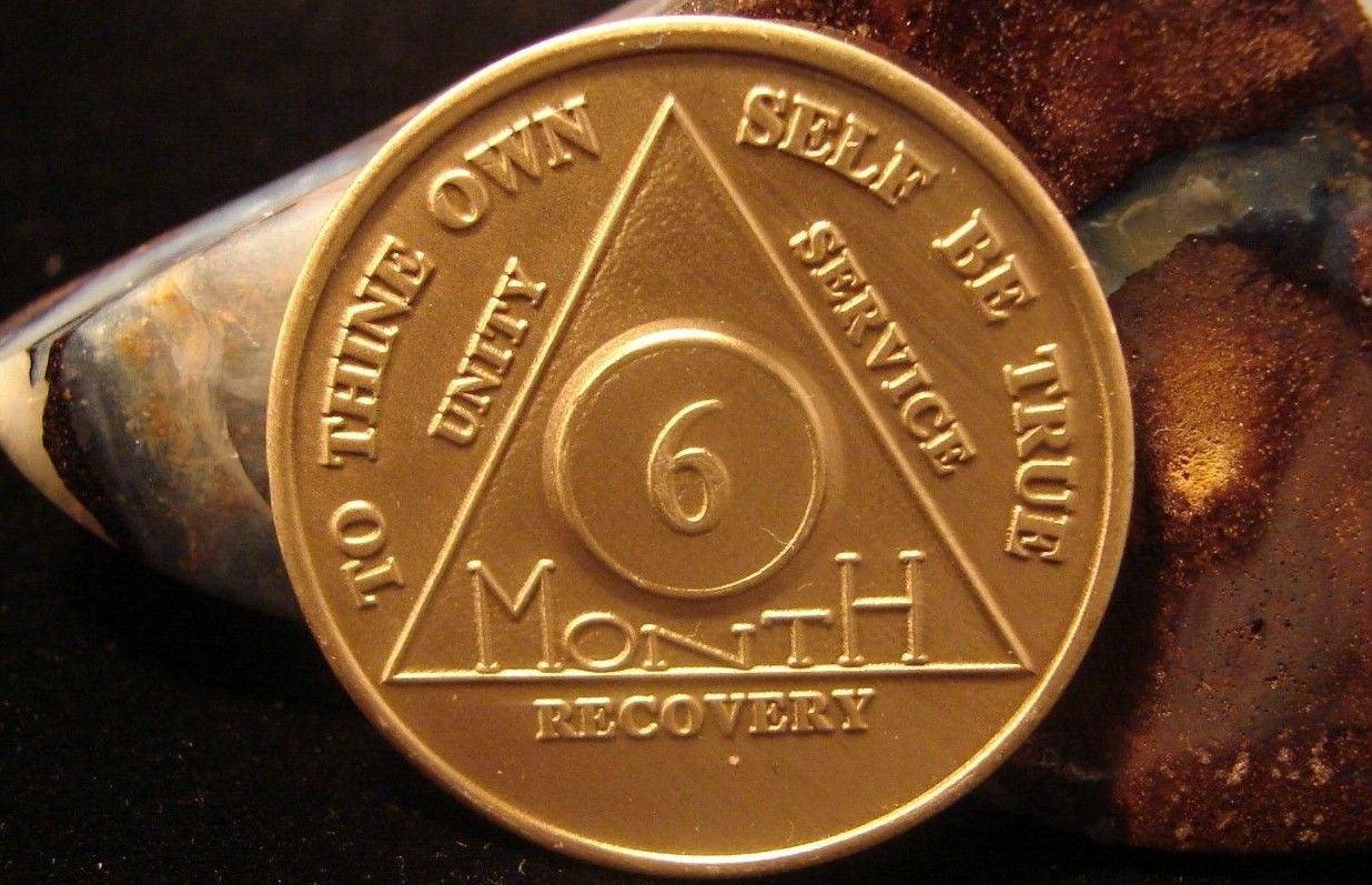 Alcoholics Anonymous AA 6 Month Bronze Medallion Coin Chip Token ...