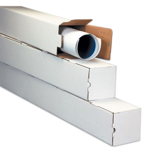 50 - 5 x 5 x 30 White Corrugated Square Mailing Tube Shipping Storage ...