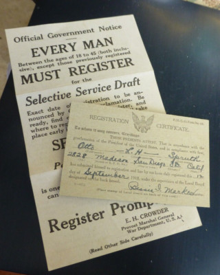 VINTAGE WAR DEPARTMENT DRAFT REGISTRATION FLYER + CERTIFICATE SAN DIEGO ...