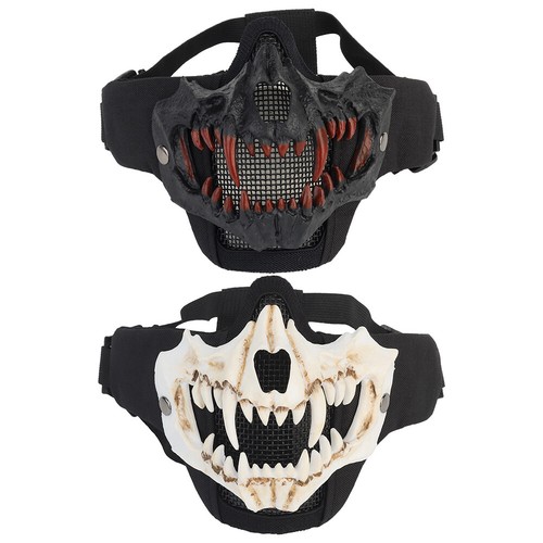 Skeleton Skull Airsoft Mask Adjustable Mesh Half Face Mask for Airsoft ...