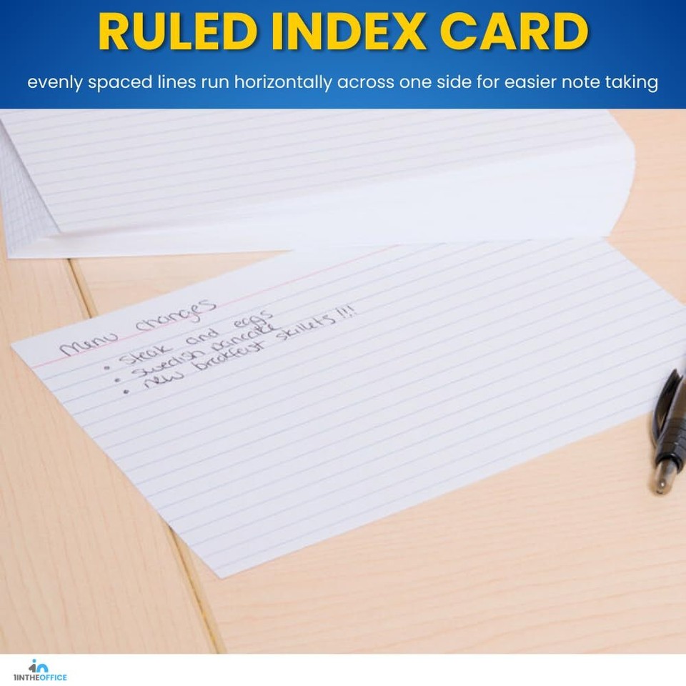 Index Cards 5x8 Ruled, White Ruled Index Cards, 5" x 8" 100/Pack, 3 ...