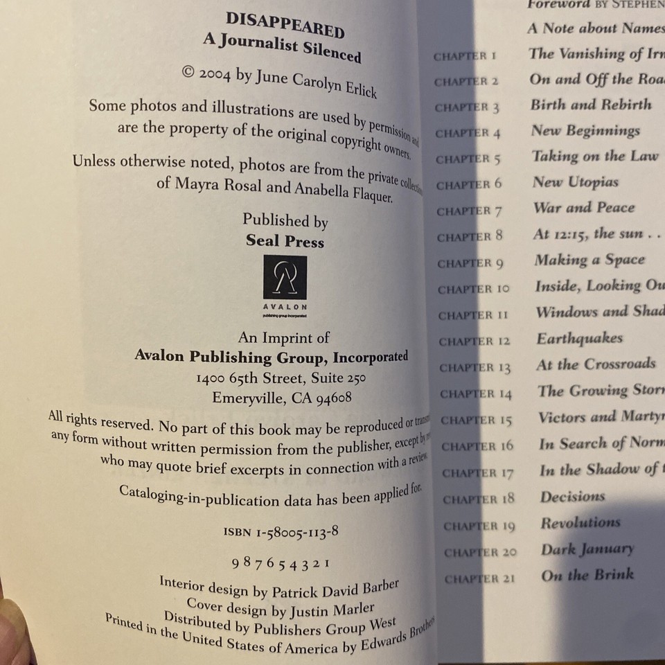 Disappeared: A Journalist Silenced by June Carolyn Erlick 2004 Like new | eBay