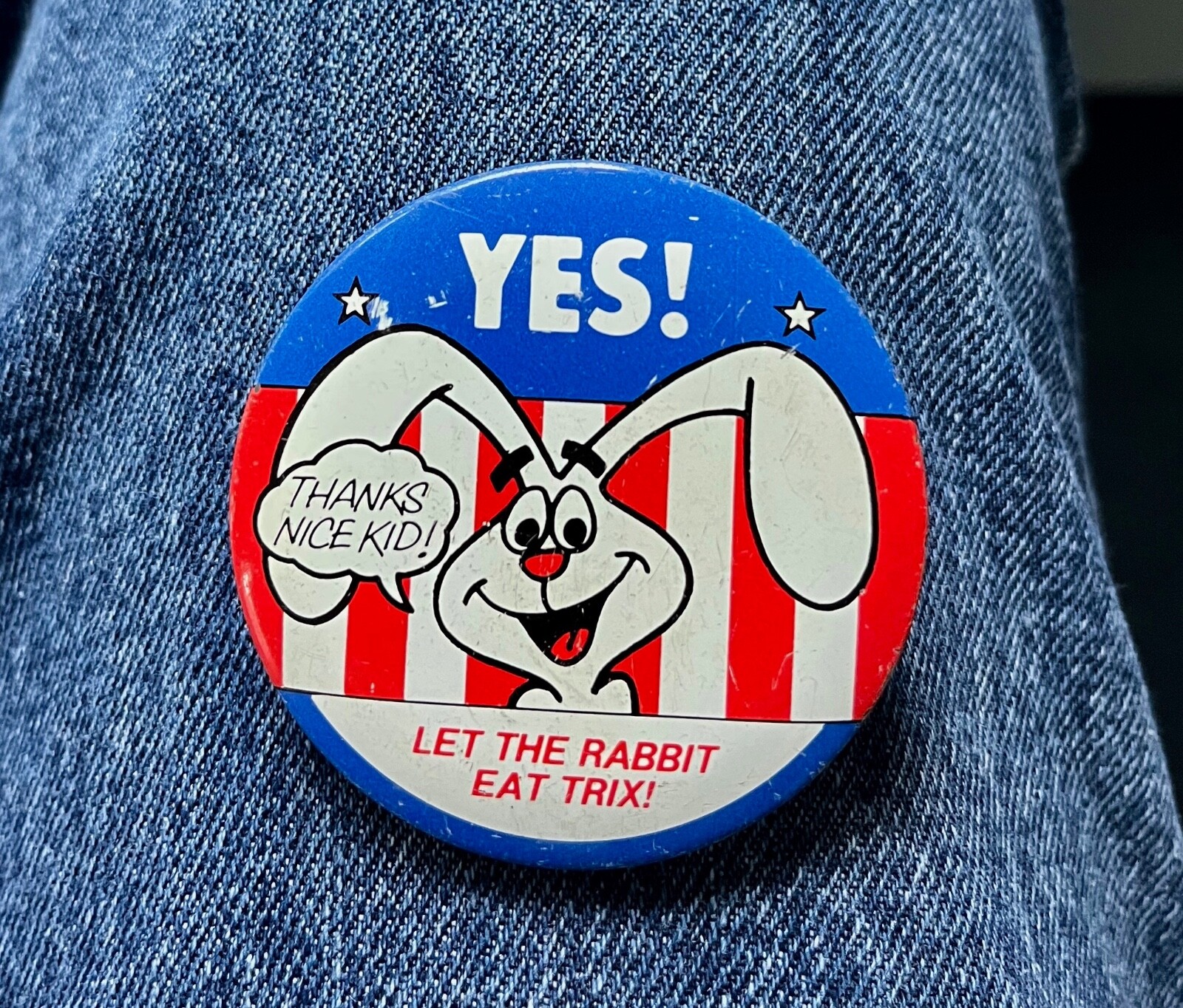 Yes! Let The Rabbit Eat Trix! He Says Thanks Nice Kid! 2 1/4" Litho ...