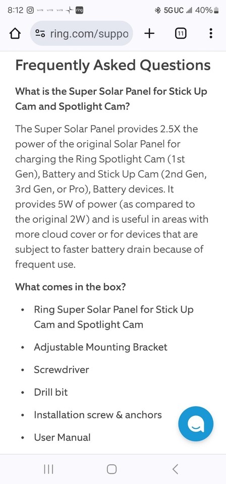 5W 5V Ring Super Solar Panel for Ring Spotlight Cam Battery Camera | eBay