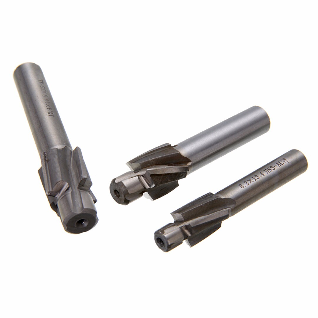 7pcs M3.2-M12.4 Pilot Slotting Tool Counterbore End Mill Cutter Slot ...