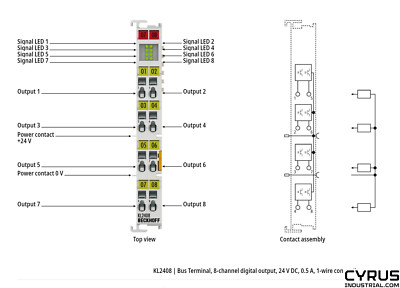 Beckhoff KL2408 Bus Terminal, 8-channel digital output, 24 V DC, 0.5 A ...