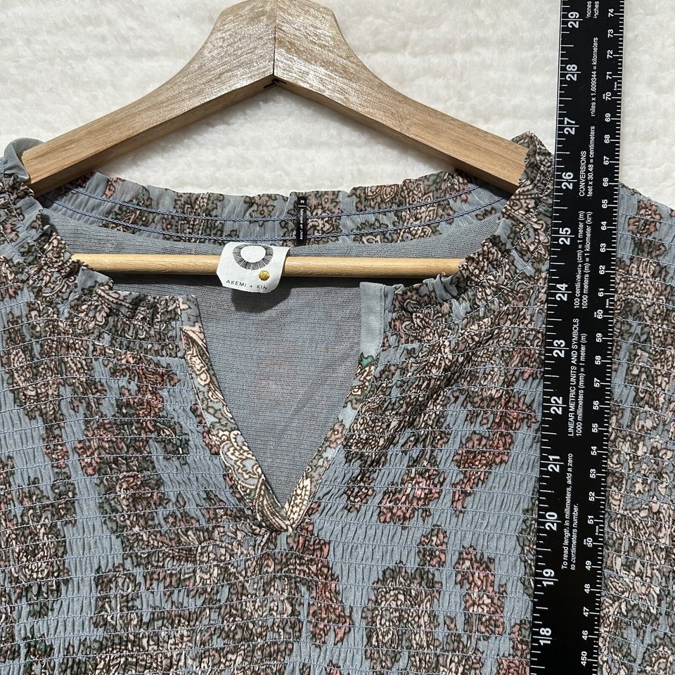 Anthropologie AKEMI+KIN Multicolor Paisley Printed Peasant Long Sleeve ...