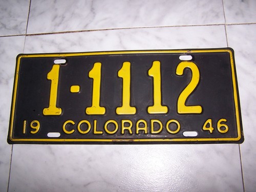 Rare numbers!!! Vintage 1946 Colorado License Plate 1-1112 (single) | eBay