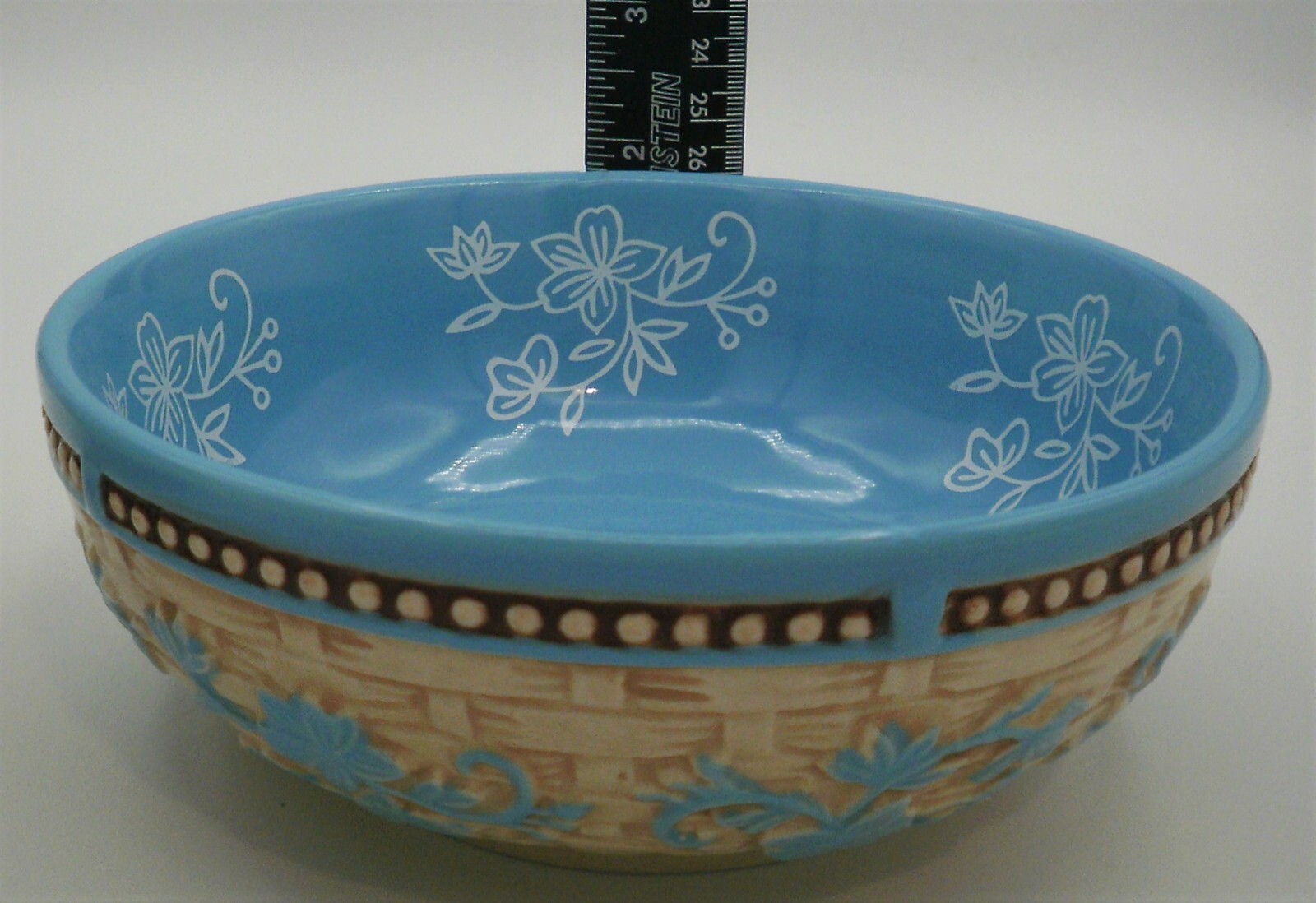 Temptations Floral Lace Basket Weave Cereal Soup Bowl Light Blue Set of ...