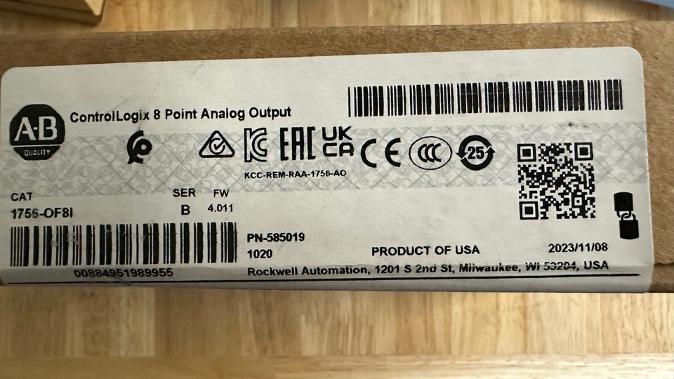 New Allen-Bradley 1756-OF8I SER A ControlLogix 8 Point Analog Output ...