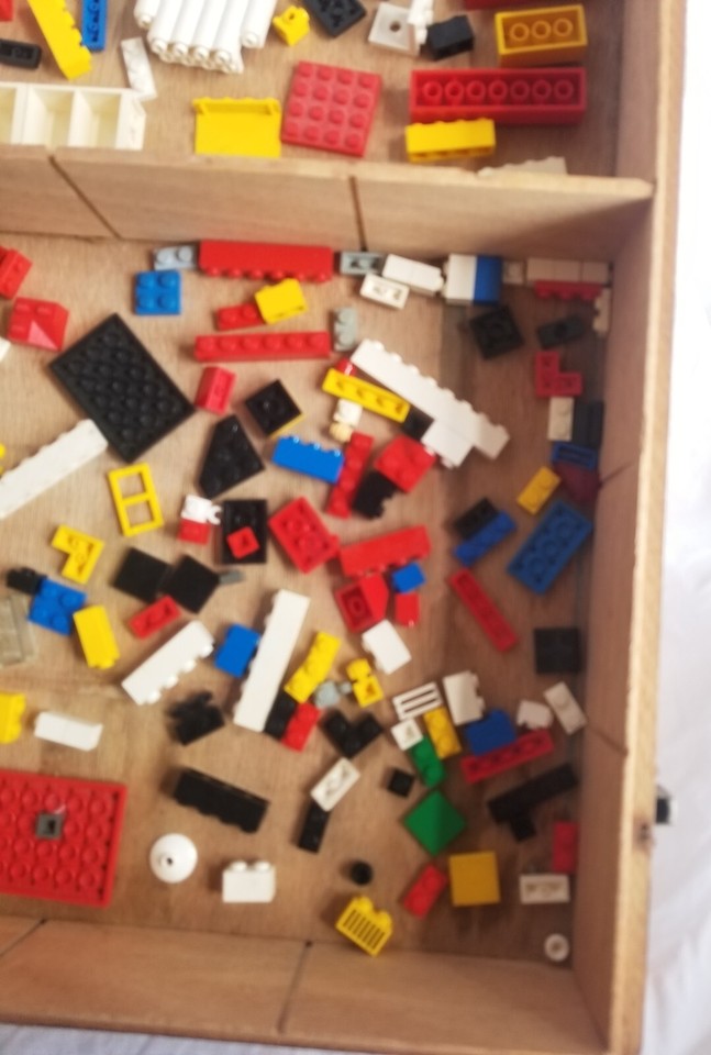 Vintage LEGO wooden box filled with Lego bricks 1950s | eBay