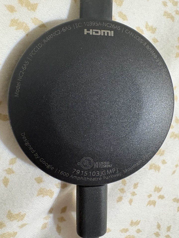 Google Chromecast 2nd Gen NC2-6A5 1080p w/ HDMI & Power Adapter Tested ...