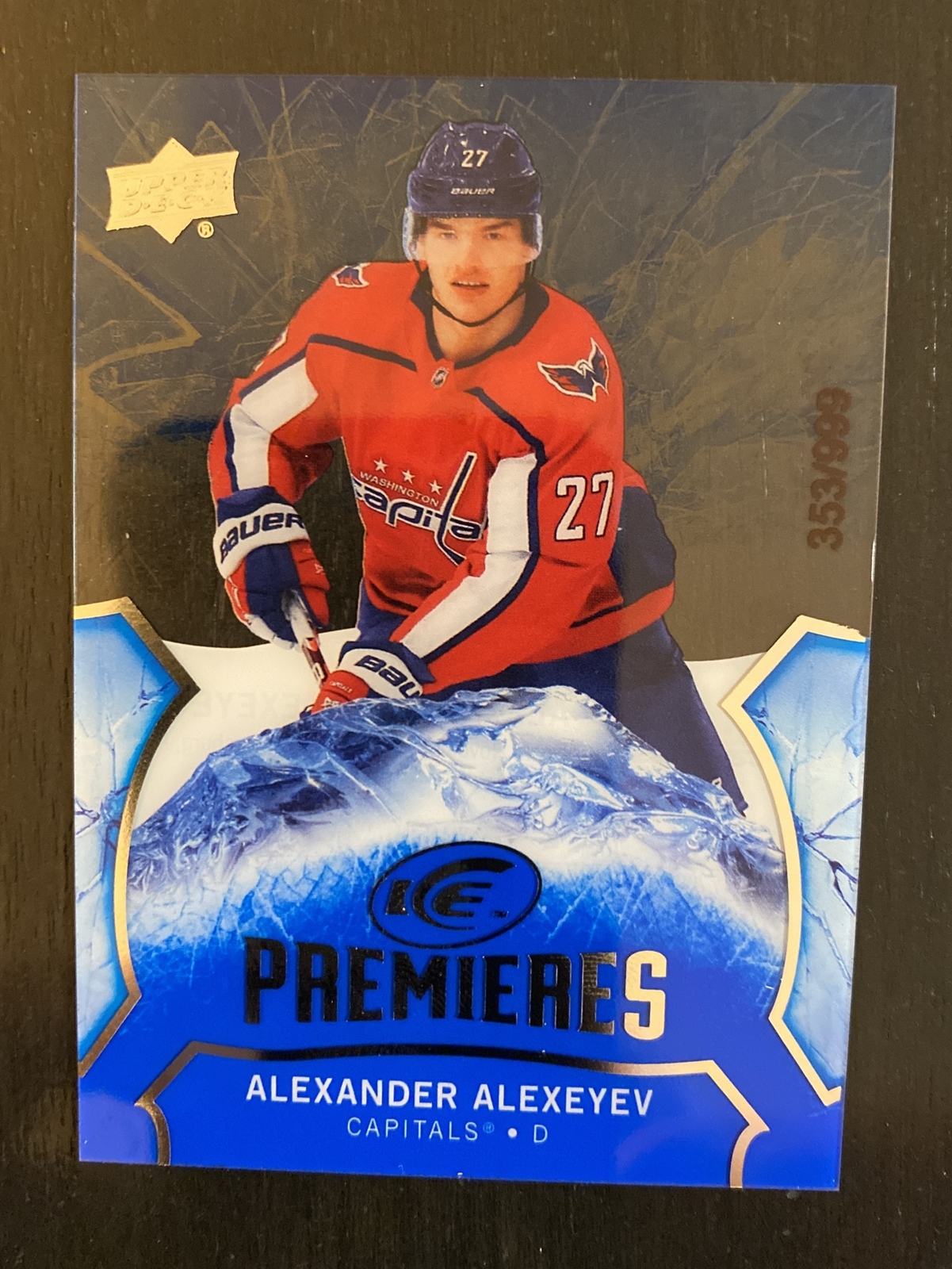 2020-21 UD Ice Alexander Alexeyev Ice Premieres Rookie RC /999 Capitals ...