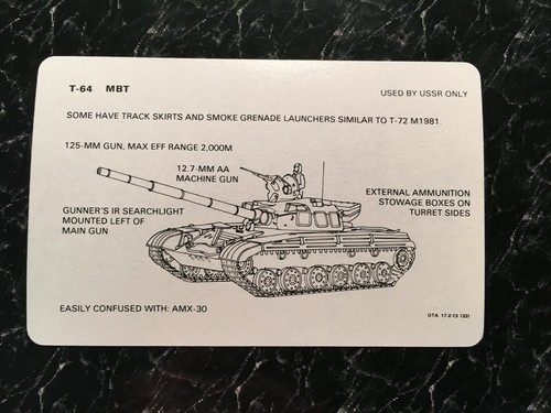 Armored Vehicle Recognition Cards 1987 Graphic Training Aid You Pick | eBay