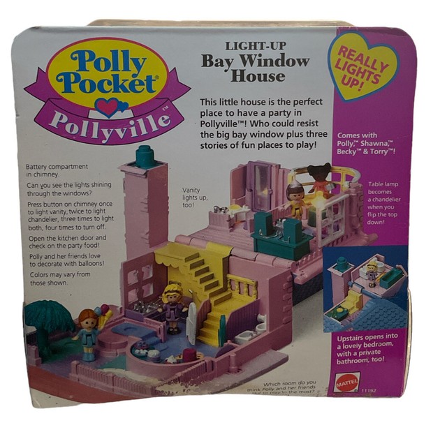 1993 Vintage Polly Pocket Bay Window House Building 2 Dolls Bluebird ...