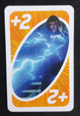 2020 Mattel Star Wars UNO Card Orange Darth Sidious Emperor Draw 2 Card ...