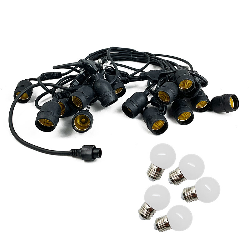 Outdoor Festoon String Lights Replaceable LED Globe Bulbs Lighting ...