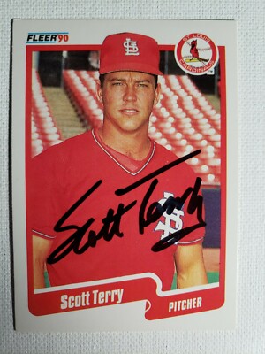 1990 Fleer Scott Terry Autograph Cardinals Signed Card Reds Auto #261 ...