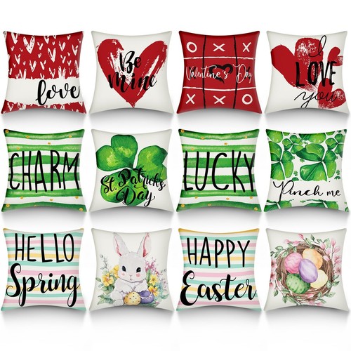 12 Set Valentine's Day St. Patrick's Day Easter Pillow Covers 18 x 18 ...