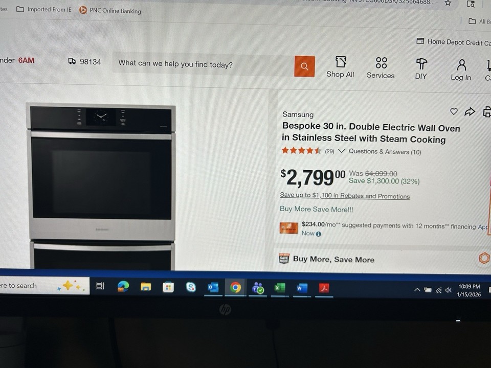 Samsung Bespoke 30 inch Stainless Steel Smart Double Electric Wall Oven ...