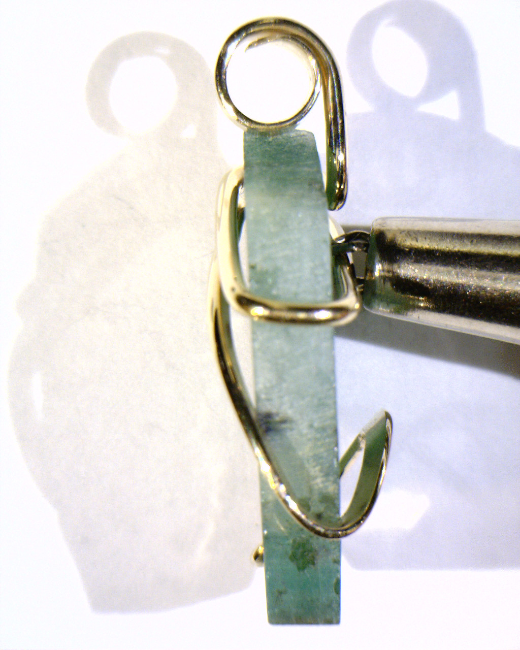 16.5ct Rare Emerald Crystal Slice in 14kt Gold Hand Forged Wire Wrap ...