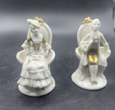 Seated Colonial Couple White and Gold Figurines Made in Germany 19244 ...