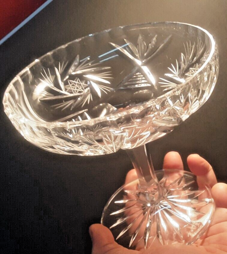 VTG Beyer German Lead Crystal Footed Compote 6 "Tall Bowl 5 3/4 ...