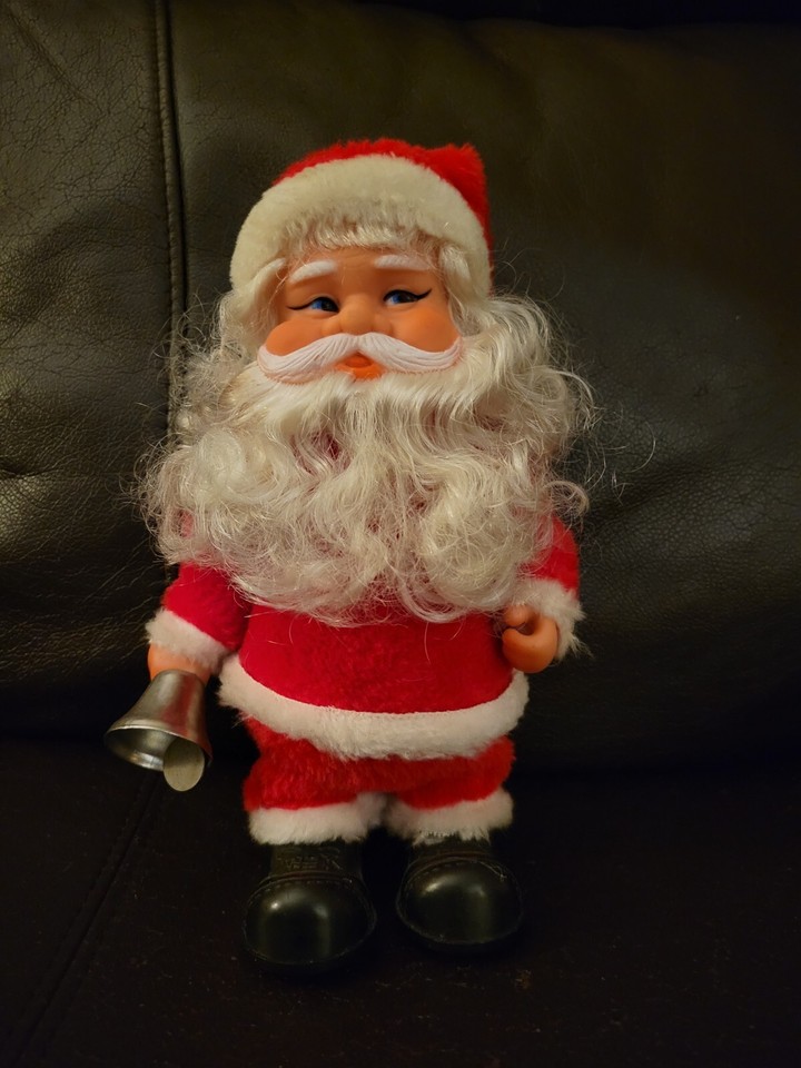 Vintage SuperFine Toys Santa Bell Ringer Walking Musical Felt Motion ...