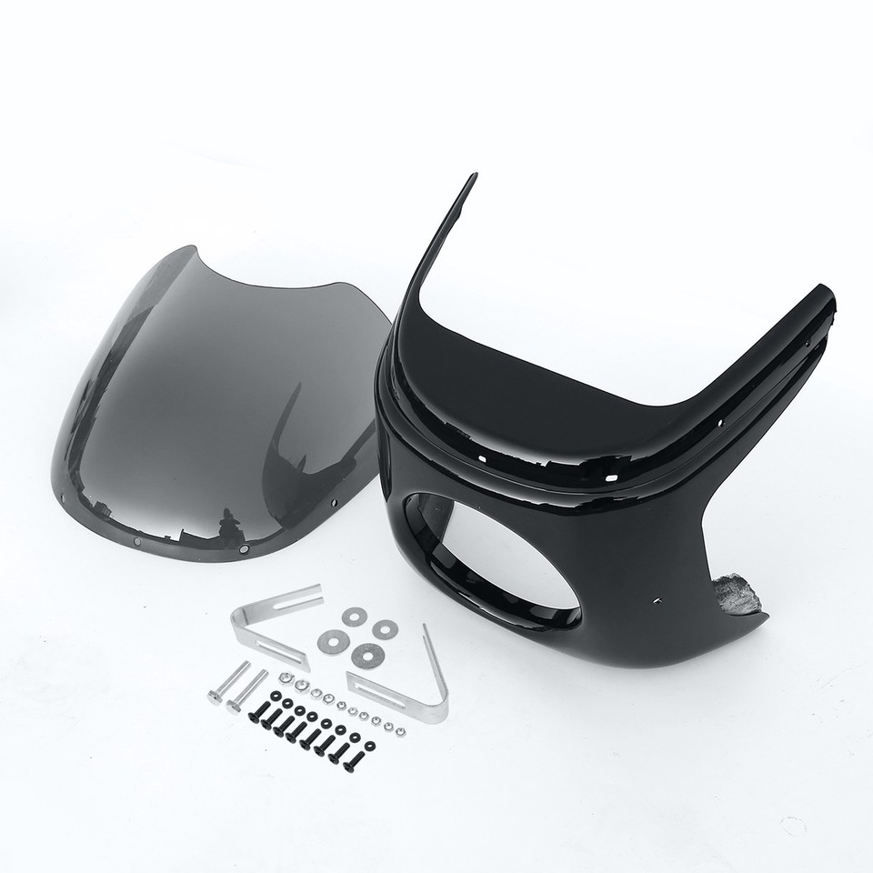 Motorcycle 7" Round Headlight Fairing Windshield Windscreen Kit Fit For ...