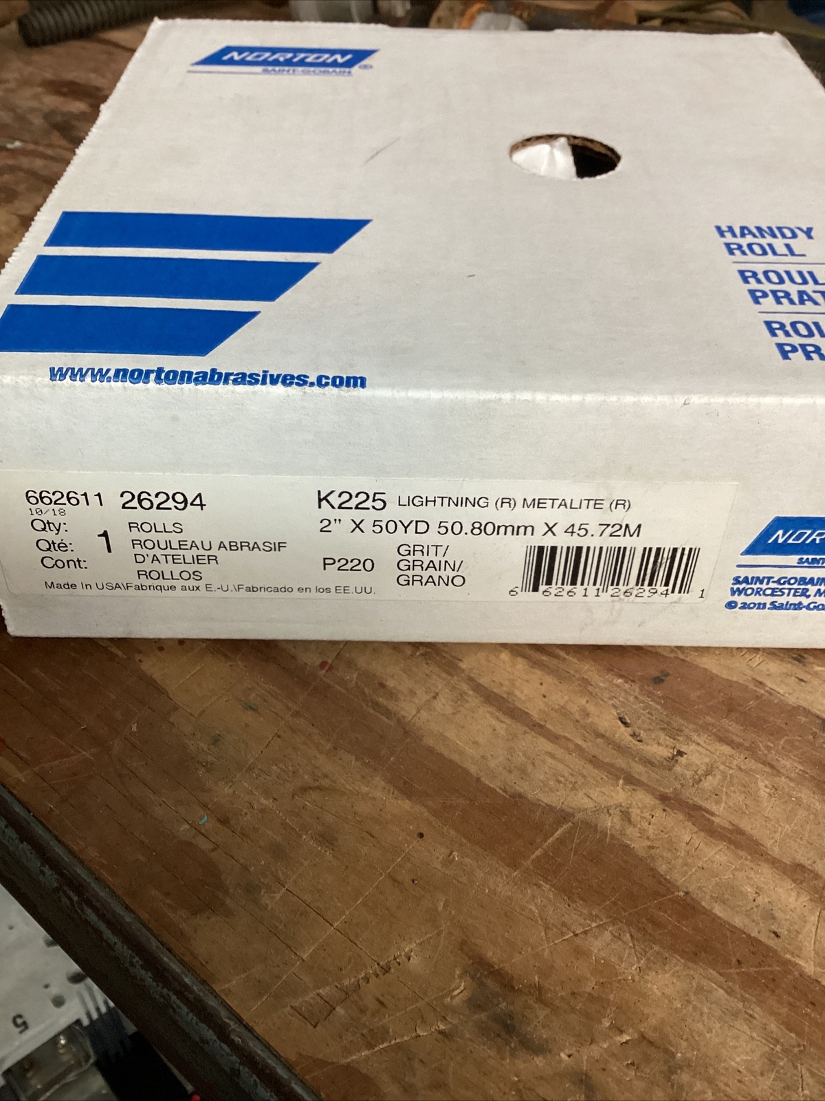 Norton 2" X 50 Yard 220 Grit Fine K225 P-Grade Aluminum Oxide Handy ...