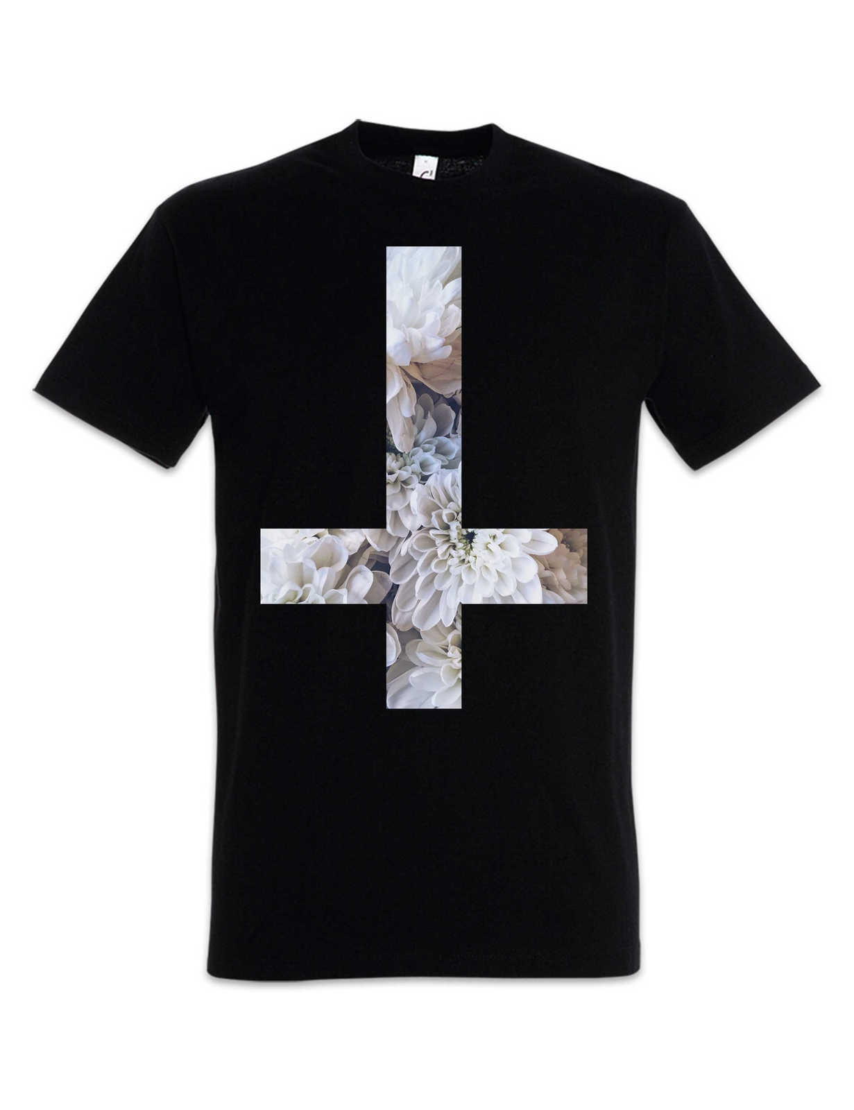 Inverted Flower Cross T-Shirt Symbol Pentagram 666 Sign Church of Satan ...