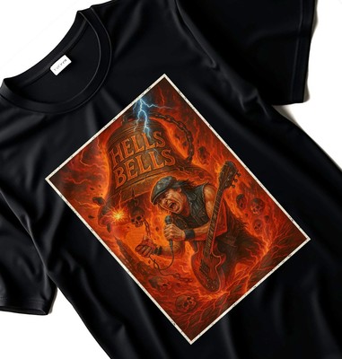 AC/DC Hells Bells T-Shirt Retro Rock Band Tee Heavy Metal Adults/Kids ...