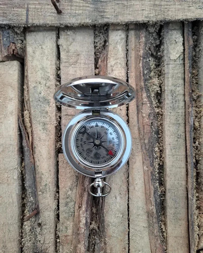 Brass Push Button Compass With Wooden Box Vintage Style Working Compass ...