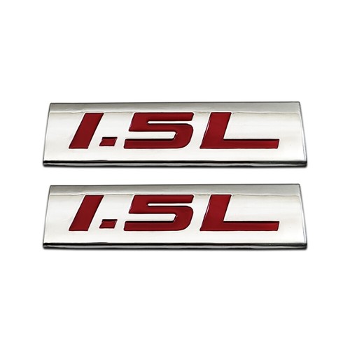 2x Red Chrome Car Fender 1.5L Car Logo V6 V8 Emblem Metal SUV Trunk ...