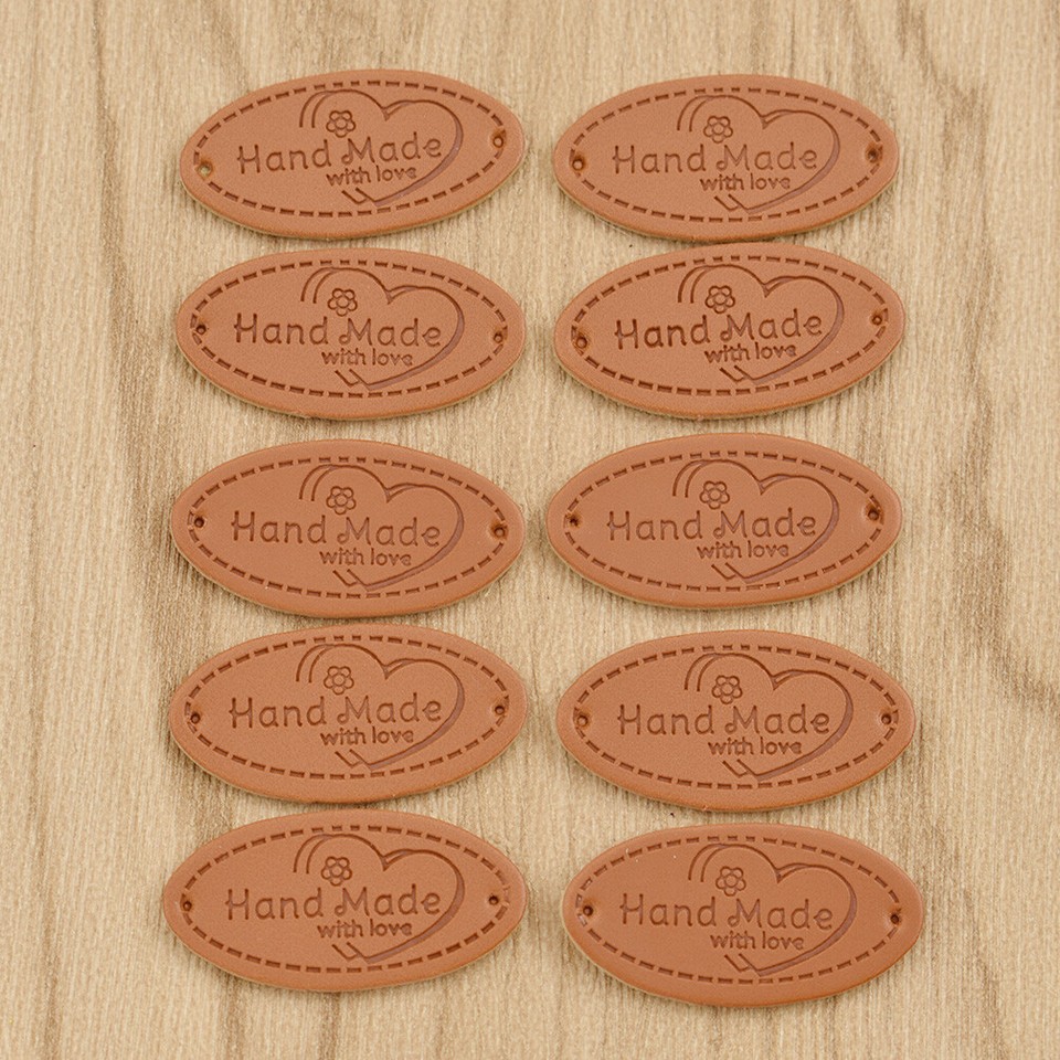 50pcs Handmade patch Garment PU Leather Labels Jeans Bags Shoes Tags ...