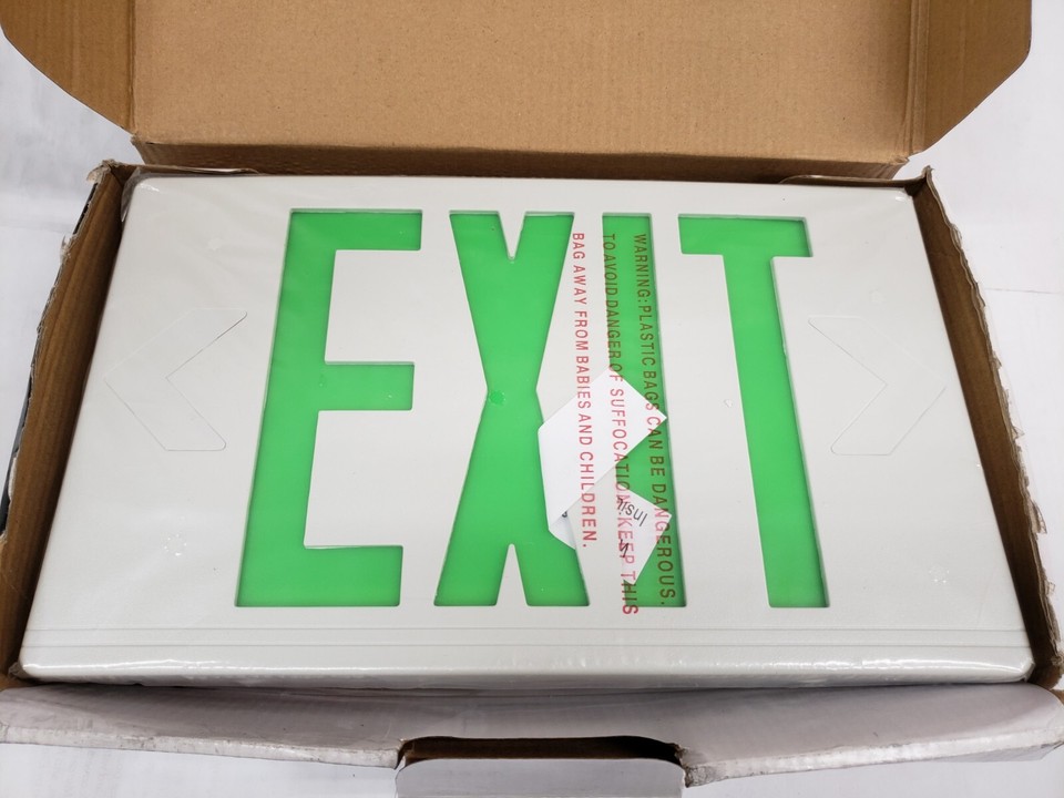Exitronix GVEX-U-BP-WB-WH-G2 Emergency Lighting Thermoplastic LED Exit ...