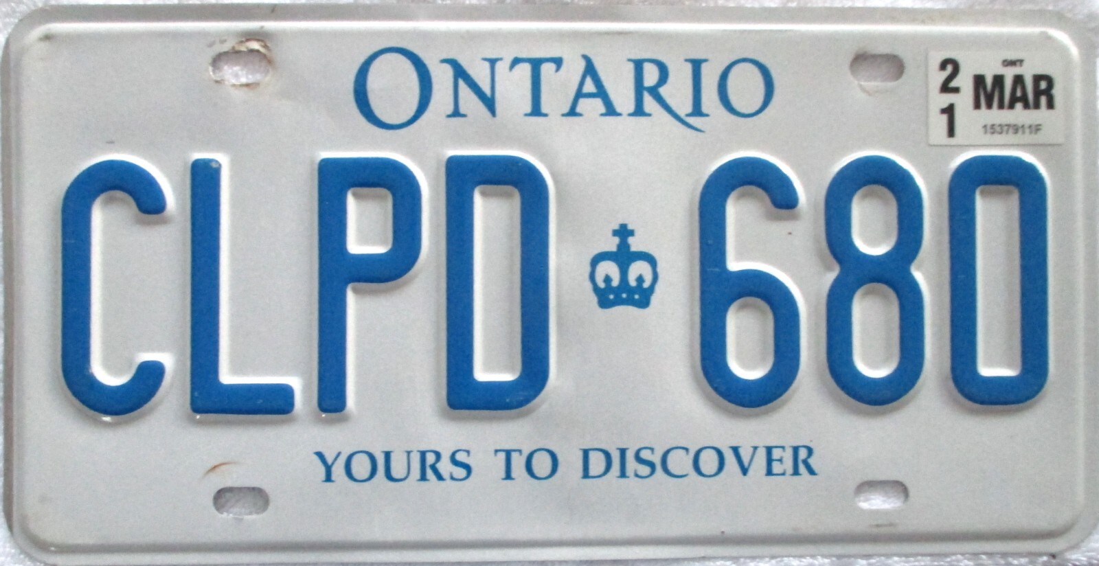 2021 ONTARIO CANADA LICENSE PLATE # CLPD 680 NICE CONDITION YOURS TO ...