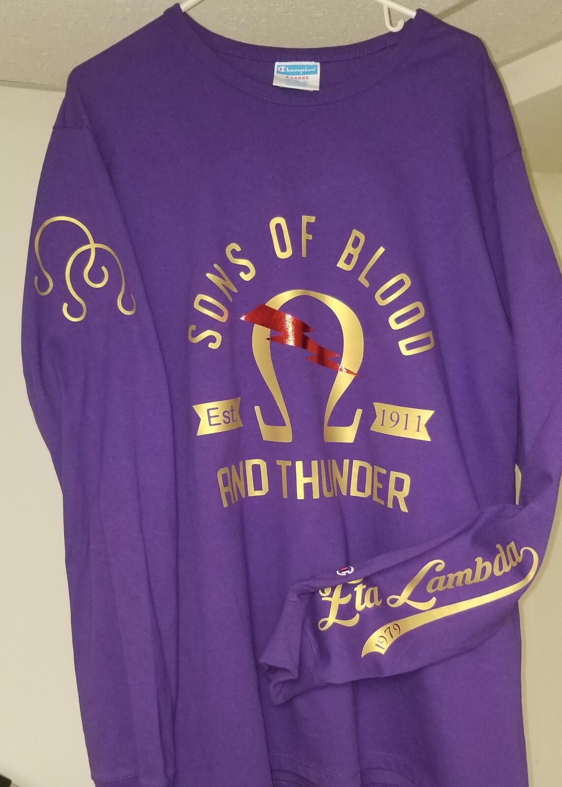Omega Sons of Blood & Thunder Que Psi Phi shirt w Chapter on the sleave ...