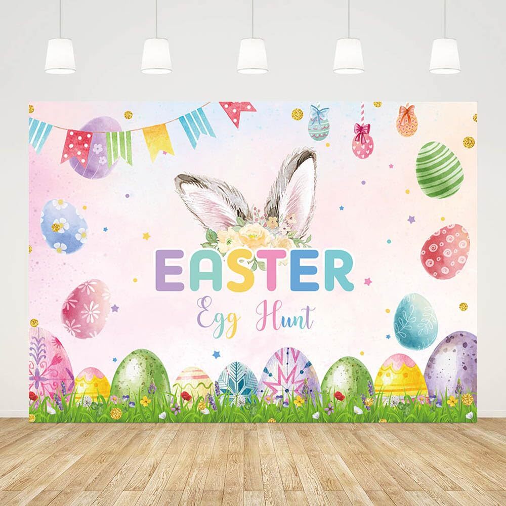 7x5ft Easter Egg Hunt Backdrop Spring Bunny Backdrop Bunny Rabbit ...