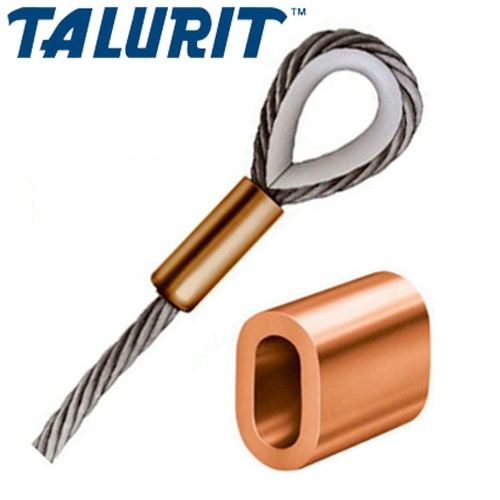 TALURIT® 2mm COPPER FERRULE SYNTHETIC ROPE CLAMPS WIRE SLEEVE SWAGING ...