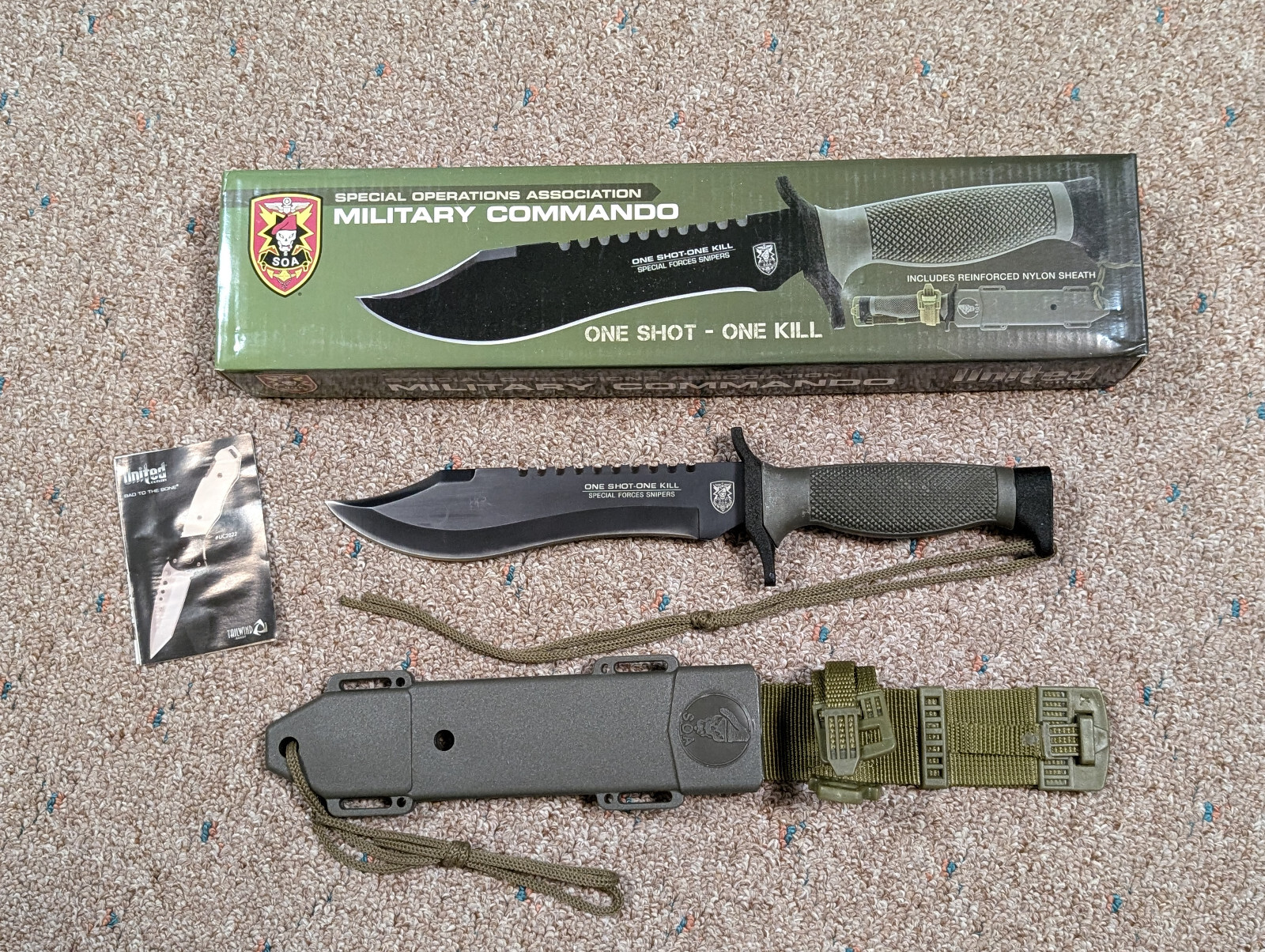 SOA Military Commando Knife, UC2689, Sawback Blade Combat Sheath United ...
